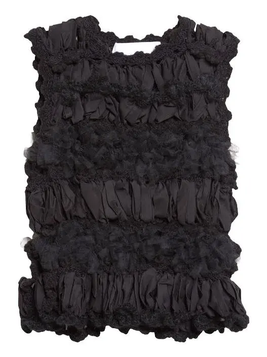 Tao Comme Des Garçons Hairpin Lace Crochet Sleeveless Top - Black