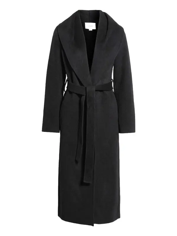 Vince Shawl Collar Wool & Cashmere Long Coat - Black
