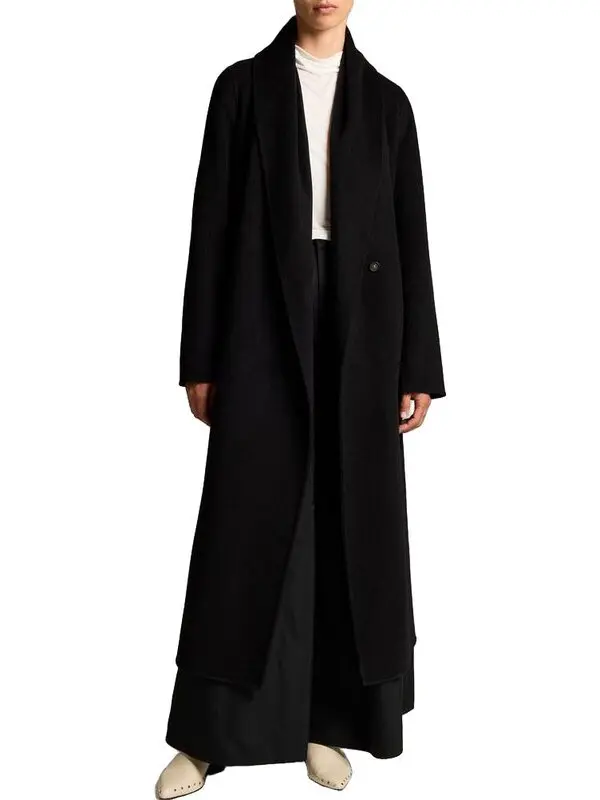 Vince Shawl Collar Wool & Cashmere Long Coat - Black
