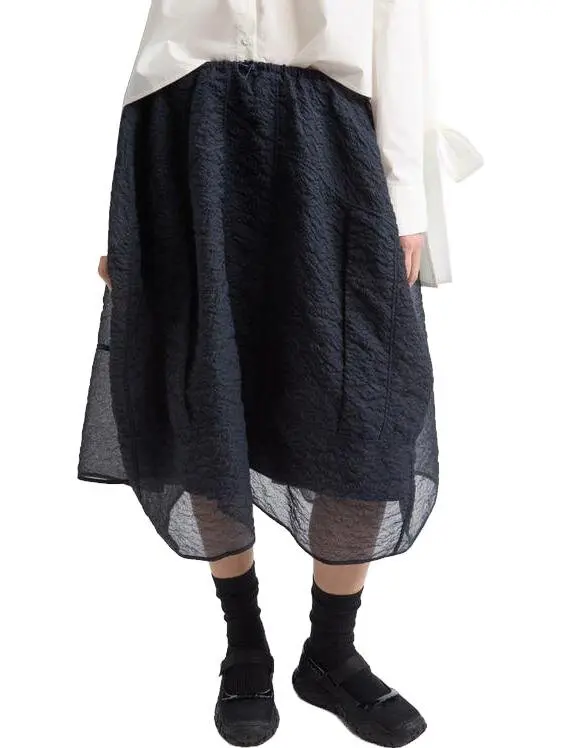 Cecilie Bahnsen Fosia Matelassé Midi Skirt - Navy