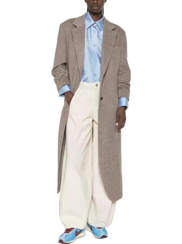 Sandro Tailored-collar Single-breasted Coat - Brown