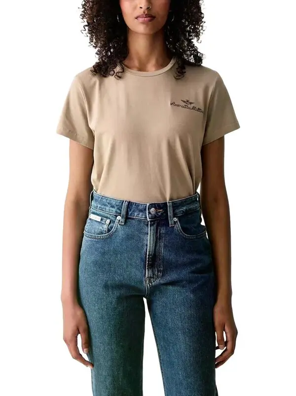 AERONAUTICA MILITARE Logo-embroidered T-shirt - Neutrals