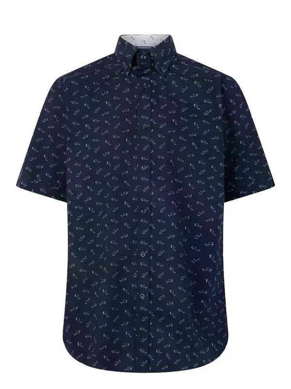 Paul & Shark Shark-print Short-sleeve Shirt - Blue