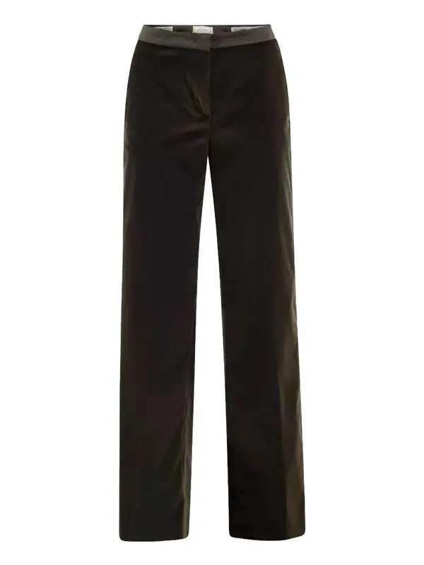 Peserico Stretch-velvet Straight-leg Trousers - Brown