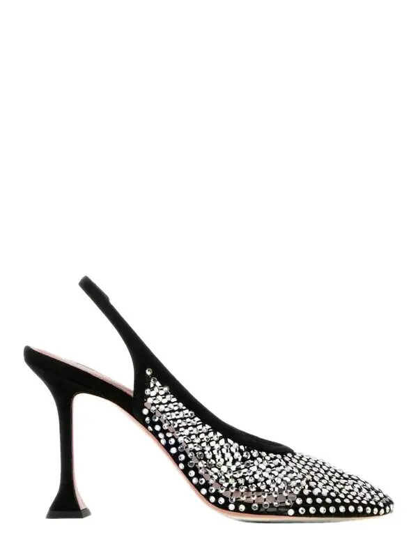 Amina Muaddi Dolly Crystal-embellished Mesh Pumps - Silver