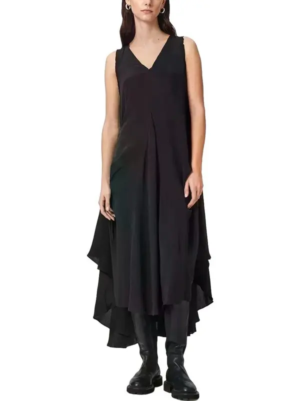 ALLSAINTS Sybil Sleeveless Asymmetric Midi Dress - Black