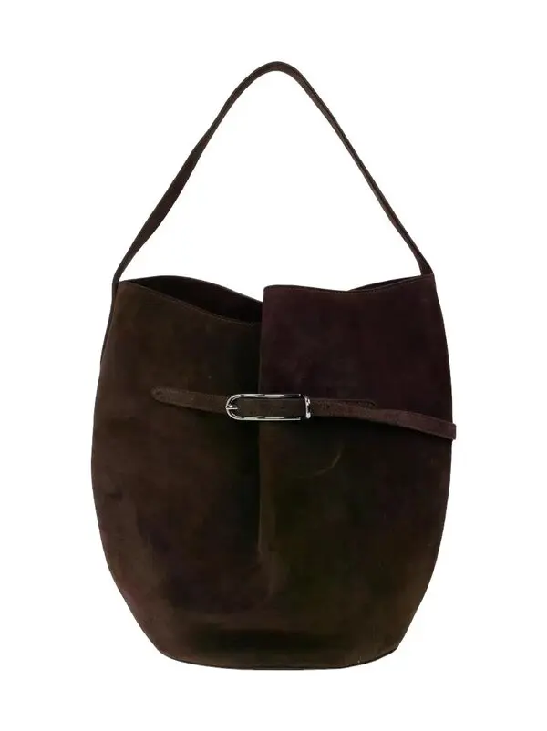LIFFNER Large Suede Buckle-detail Tote Bag - Brown