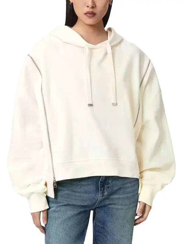 ALLSAINTS Zip-detail Logo-embossed Hoodie - White