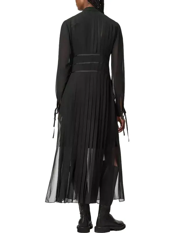 ALLSAINTS Pleated Semi-sheer Dress - Black