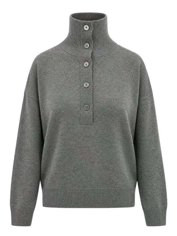 Seventy Button-fastening High-neck Sweater - Grey