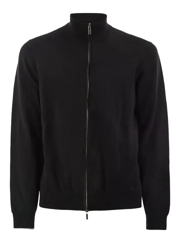 Peserico Fine-knit Wool Zip-up Cardigan - Black
