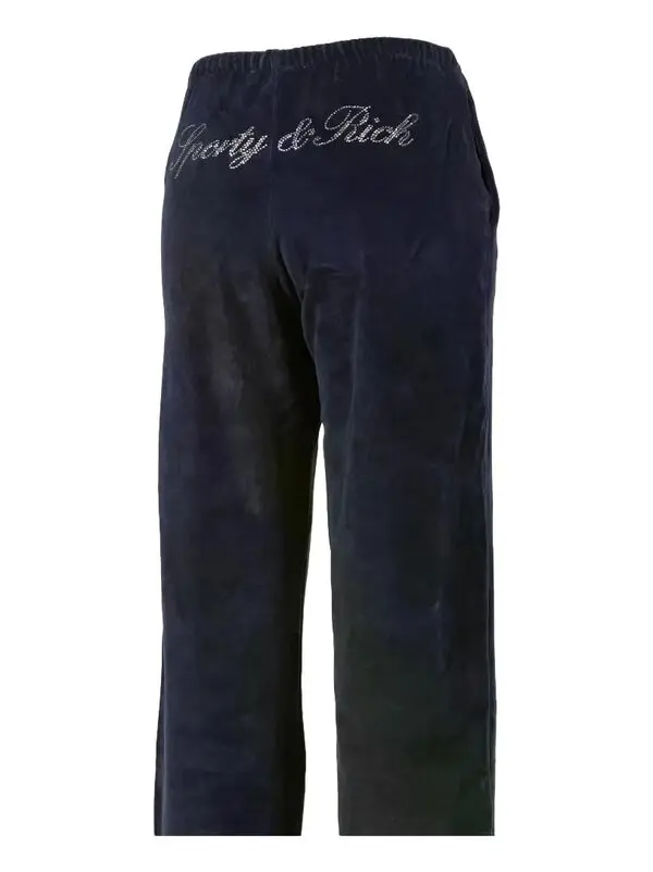 Sporty & Rich Velour Crystal-logo Track Pants - Blue