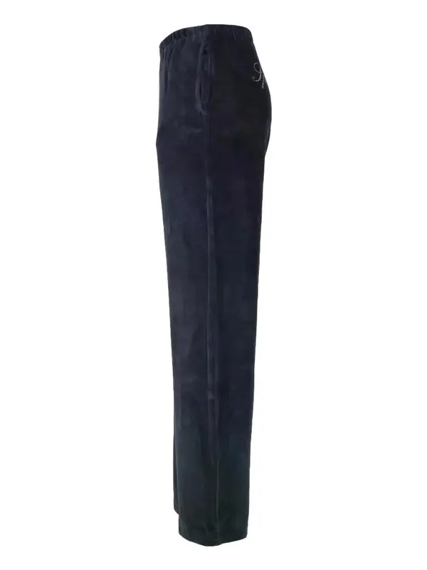 Sporty & Rich Velour Crystal-logo Track Pants - Blue