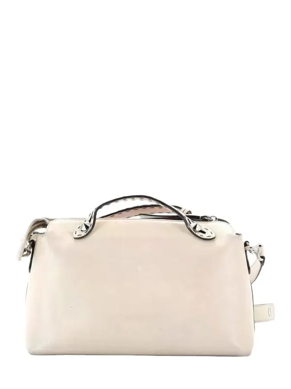 Fendi Logo The Way Satchel Embossed Leather Medium Shoulder Bag - Neutrals