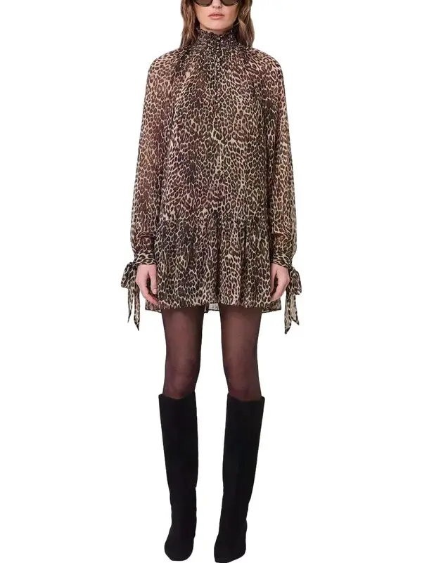 NICHOLAS Leopard-print Mini Dress - Brown