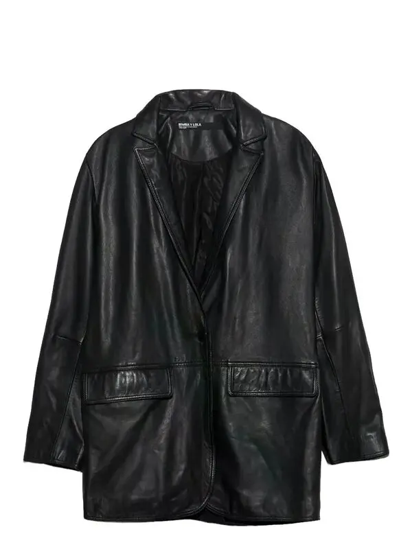 Bimba Y Lola Leather Tailored Jacket - Black