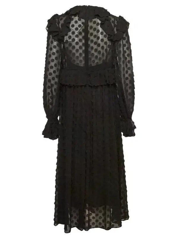 Zimmermann Polka-dot Ruffled Midi Dress - Black