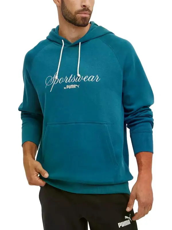 PUMA Logo-embroidered Drawstring Hoodie - Blue