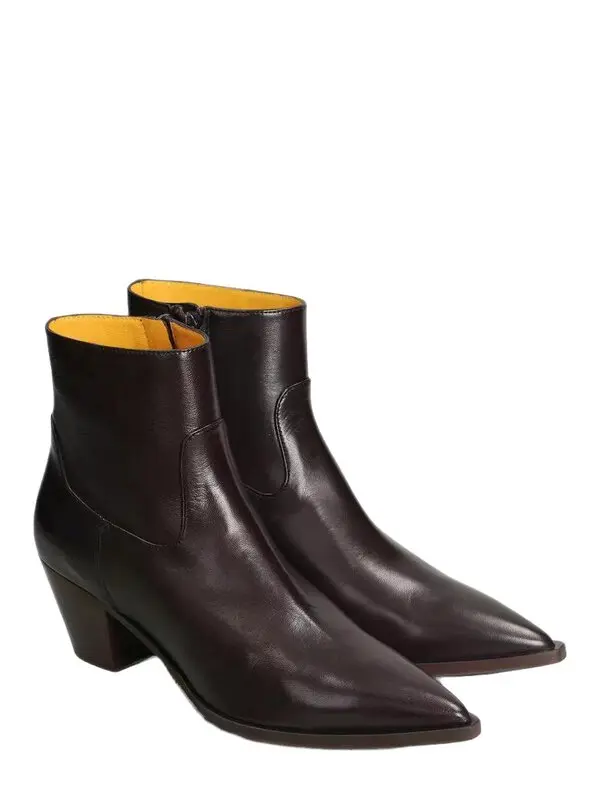 MARA BINI Pointed-toe Leather Ankle Boots - Brown