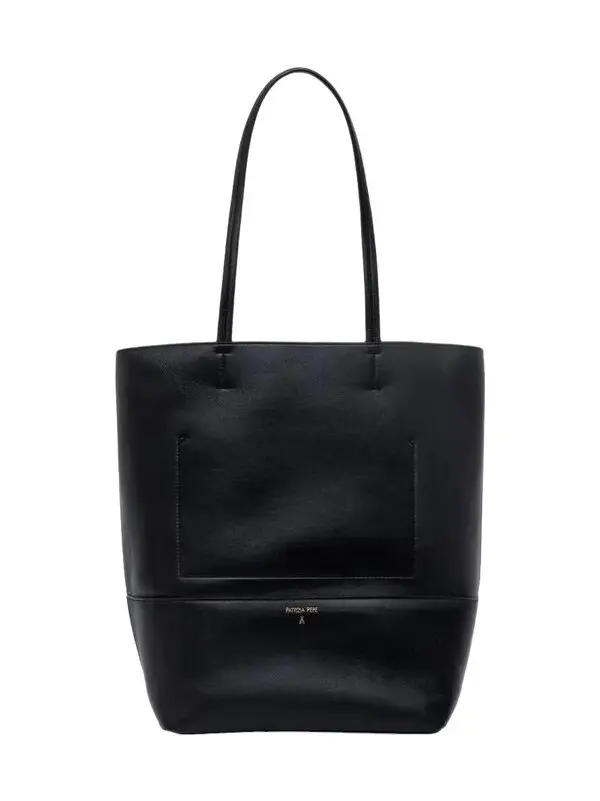 Patrizia Pepe Logo-print Leather Tote Bag - Black