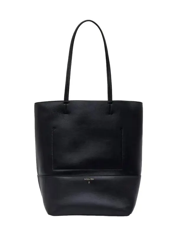 Patrizia Pepe Logo-print Leather Tote Bag - Black