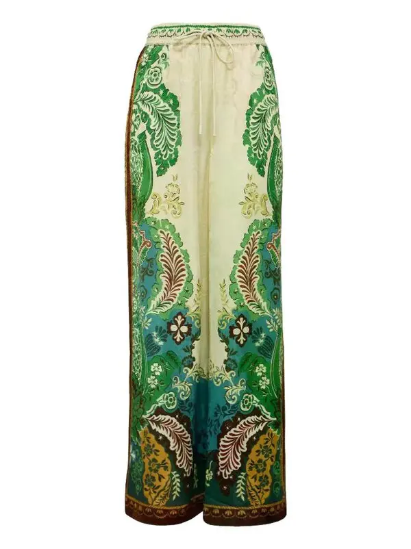 ALEMAIS Florence Botanical-print Trousers - Neutrals