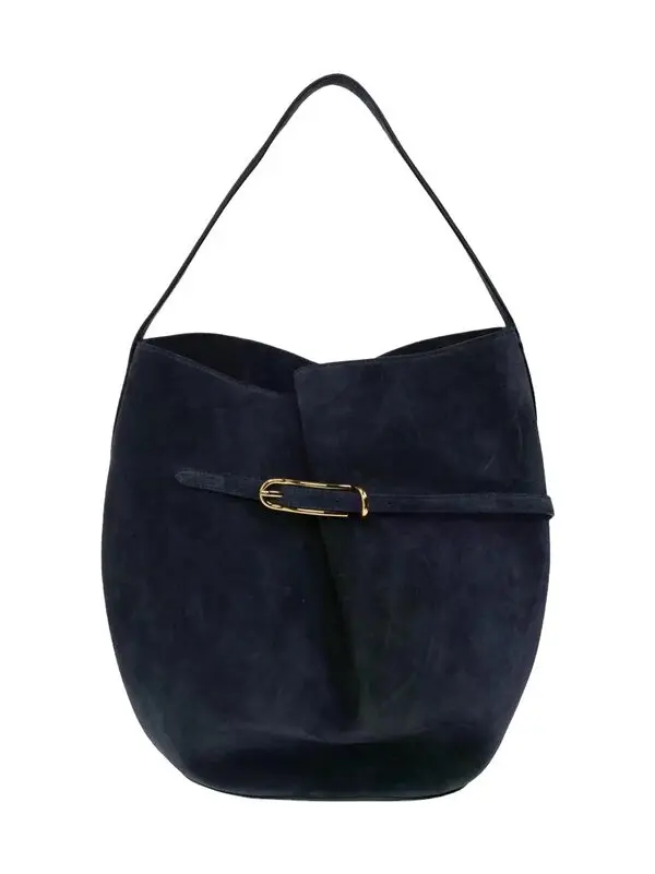 LIFFNER Large Suede Buckle-detail Bucket Bag - Blue
