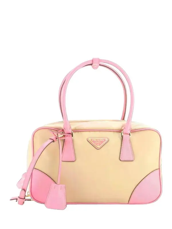 Prada Re-edition 1978 Two Handle Bag Re-nylon With Saffiano Leather Medium Satchel - Neutrals