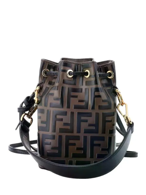 Fendi Mon Tresor Zucca Embossed Leather Mini Bucket Bag - Brown