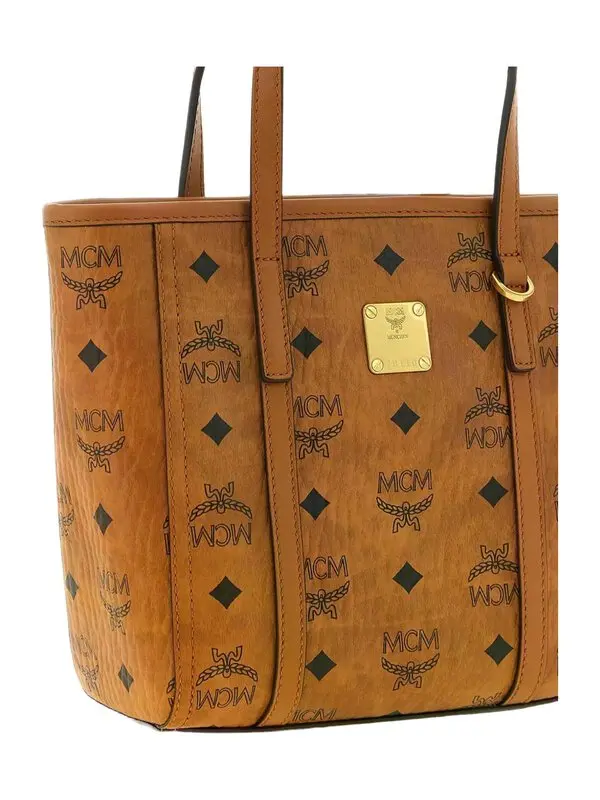 Mcm Small Toni Visetos Monogram Tote Bag - Brown