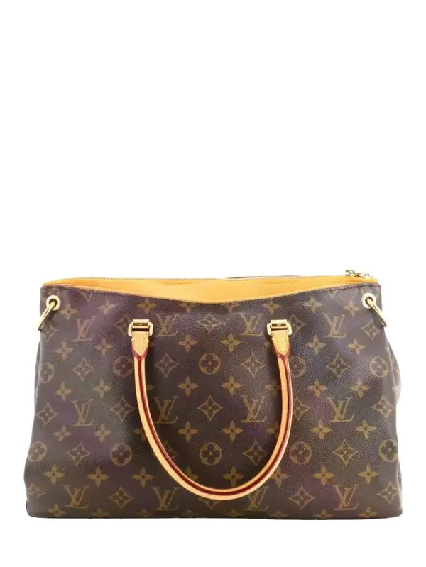 LOUIS VUITTON Pallas Tote Monogram Canvas With Leather Shoulder Bag - Brown