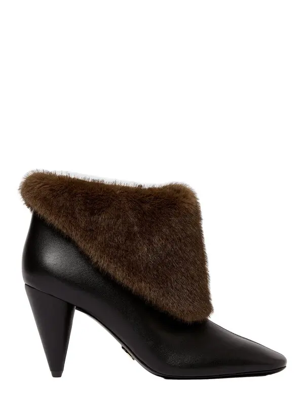 Stella McCartney Mink Trim Ankle Boots - Black