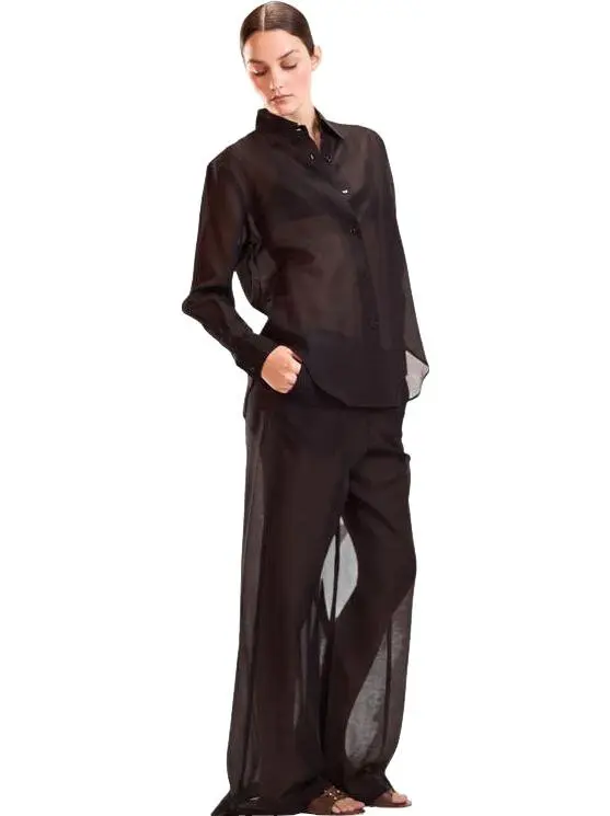 Cynthia Rowley Salina Sheer Shirt - Black
