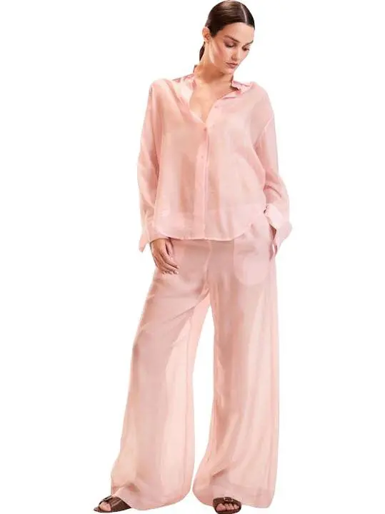 Cynthia Rowley Salina Sheer Shirt - Pink