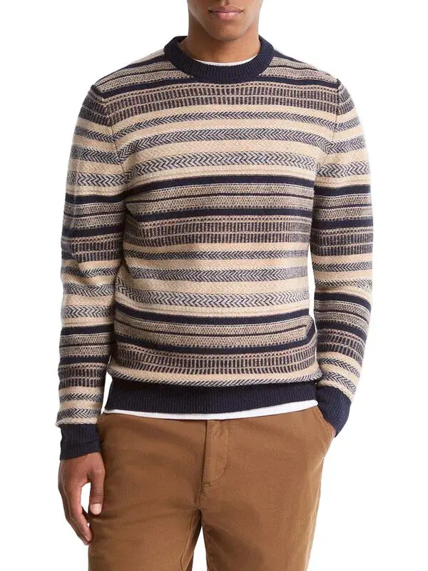 Barbour Highsted Fair Isle Wool Crewneck Sweater - Navy