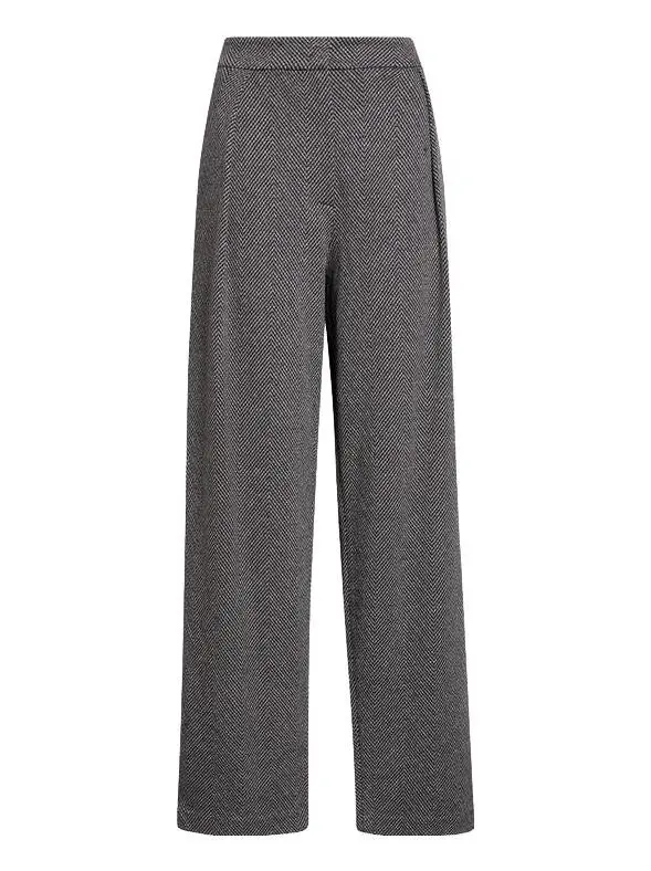 Emporio Armani Chevron Jacquard Wide Leg Pants - Solid Black