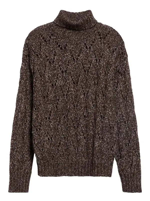 Eleventy Pointelle Turtleneck Sweater - 05 Brown