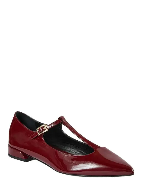 Bruno Magli Jianna Leather T-strap Mary Jane Flat - Bordeaux