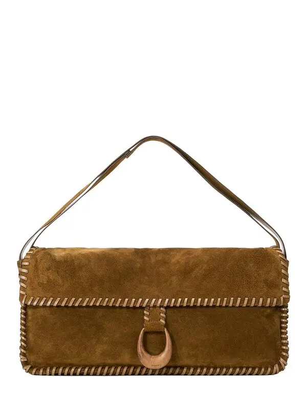 Staud Harlow Leather Messenger Bag - Cigar