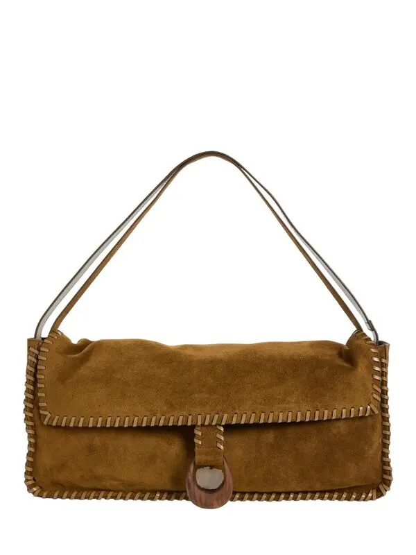 Staud Harlow Leather Messenger Bag - Cigar