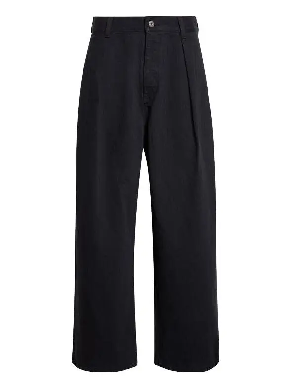 JW Anderson Single Pleat Cotton Trousers - Black