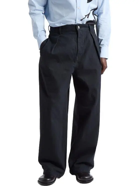 JW Anderson Single Pleat Cotton Trousers - Black