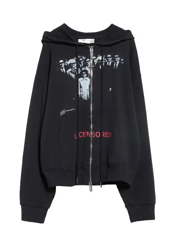 Matieres Fecales Family Graphic Full Zip Hoodie - Black