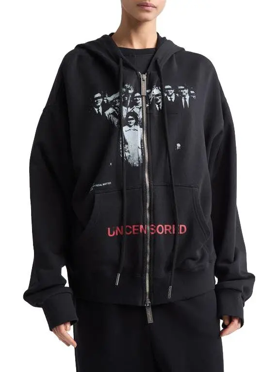 Matieres Fecales Family Graphic Full Zip Hoodie - Black
