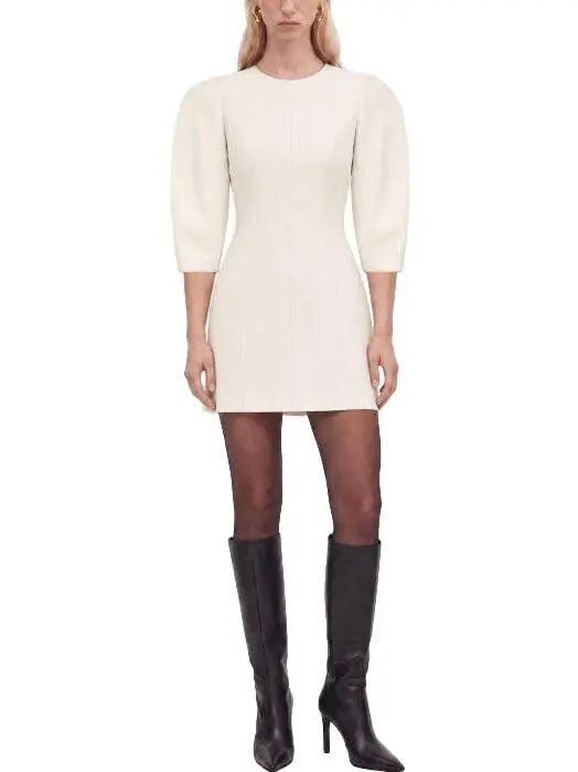 NOCTURNE Balloon Sleeve Seam Detail Mini Dress - Ivory