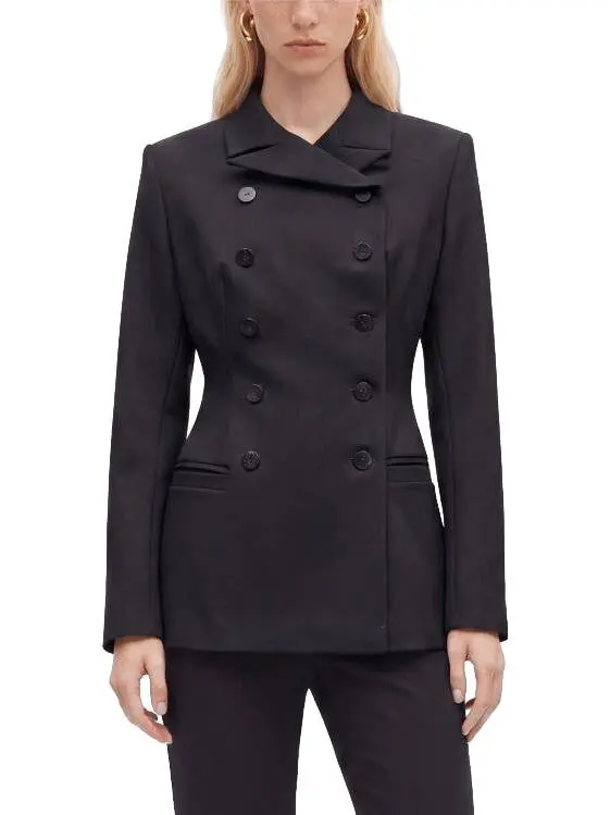 NOCTURNE Padded Shoulder Double Breasted Jacket - Black