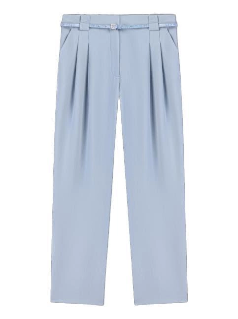 NOCTURNE Belt Detail Double Pleat Trousers - Blue