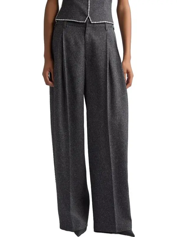 Alexander Wang Mid Rise Tailored Wide Leg Pants - Charcoal