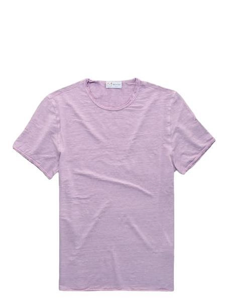 WOLF VS. GOAT (WVG) Short Sleeve Linen Roll Neck Tee Shirt - Lavender