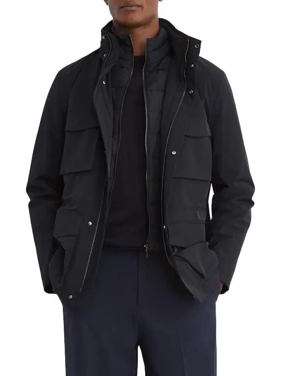 REISS Glick 2-piece Field Jacket With Removable Gilet - Navy